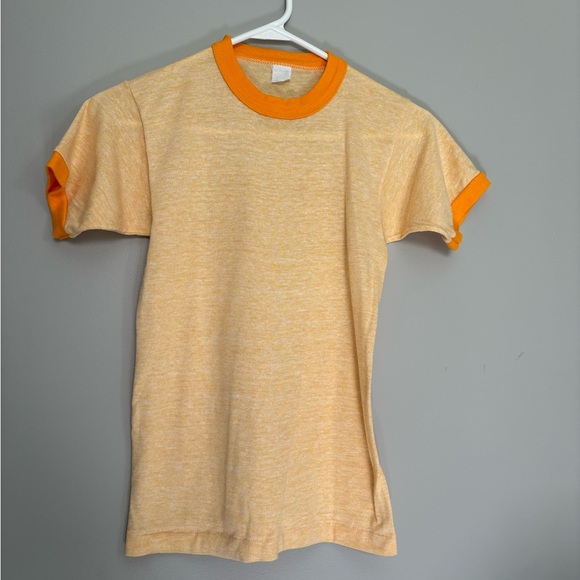 Tops | Vintage 7s Yellow And Gold Ringer Tee Xs | Poshmark